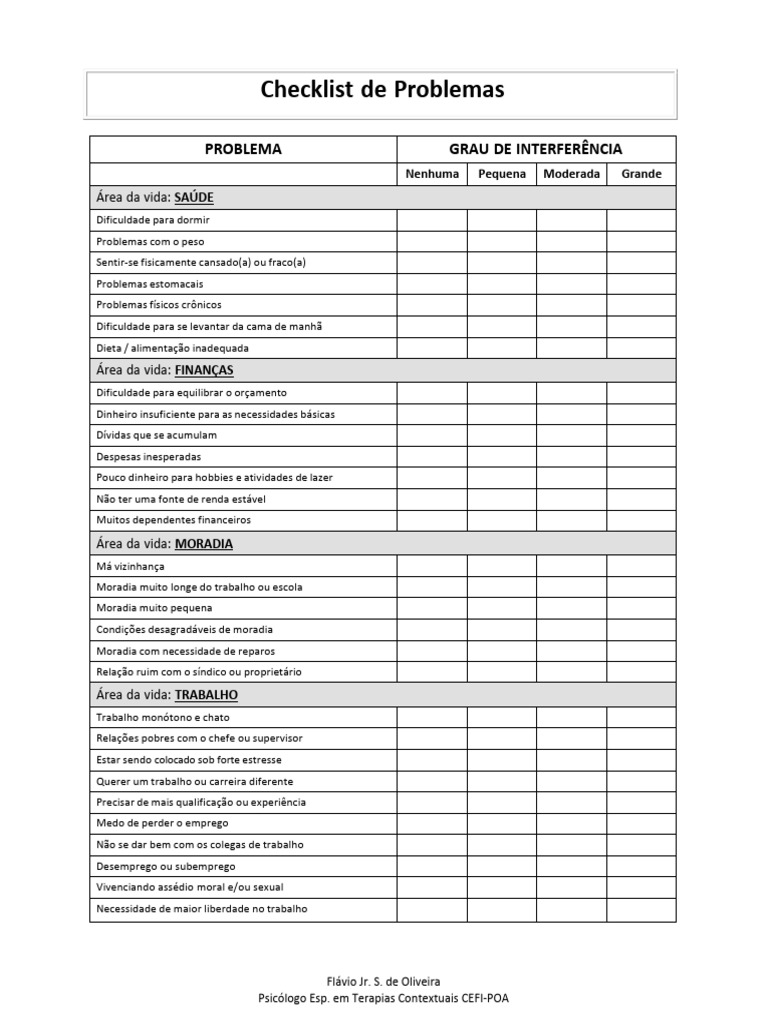Check-List de Problemas Atualizado | PDF | Família | Amor