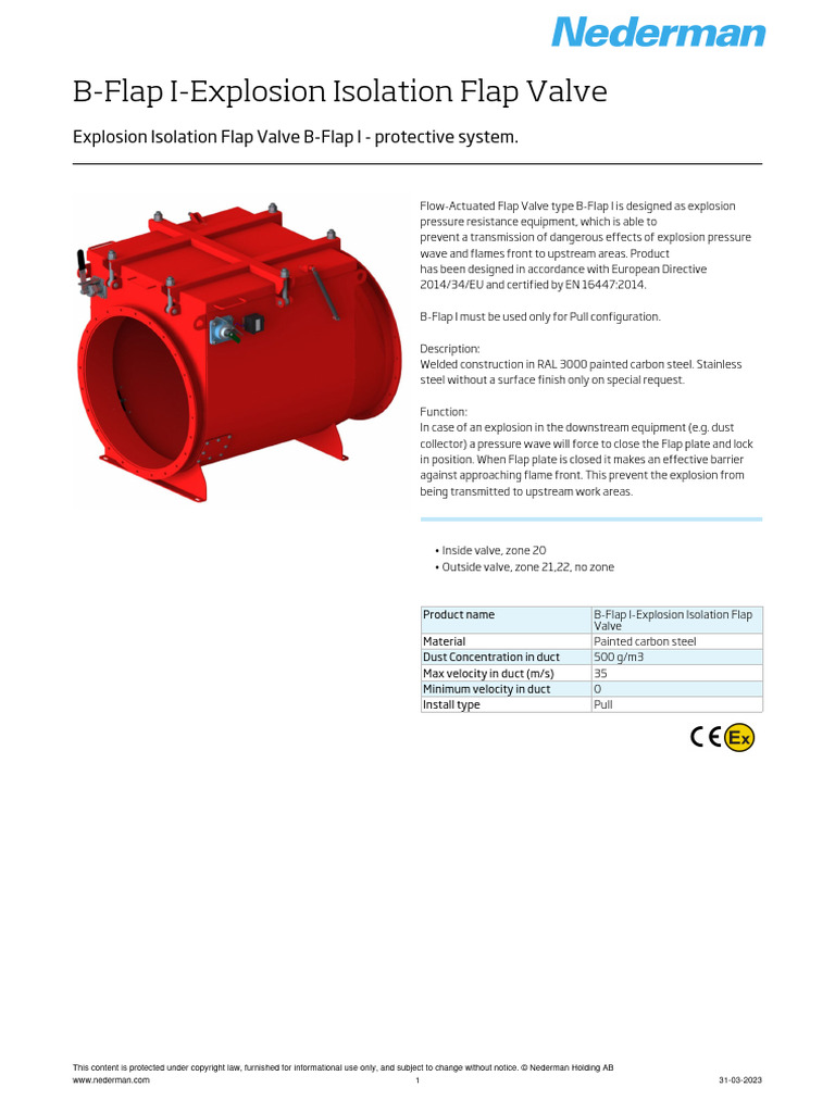 Product Leaflet B-Flap I-Explosion Isolation Flap Valve 285424 | PDF ...