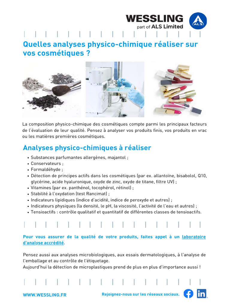 Analyse physico-chimique des cosmétiques | PDF | Cosmétique ...