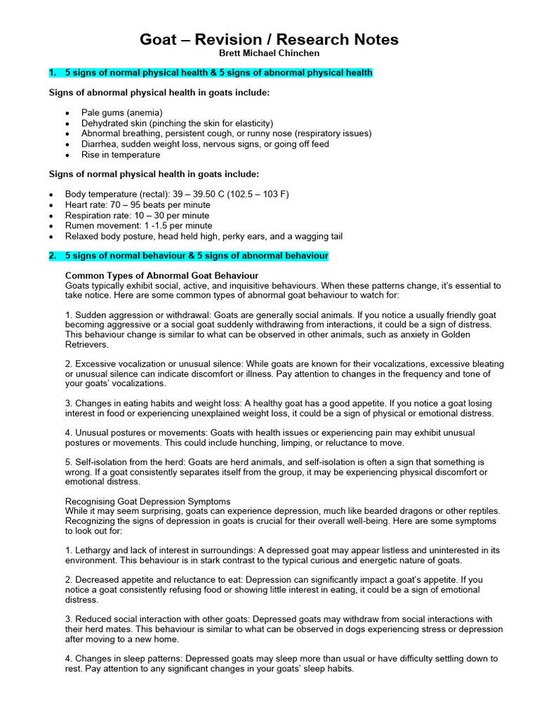 Goat Revision Notes and Research | PDF | Infection | Anthrax