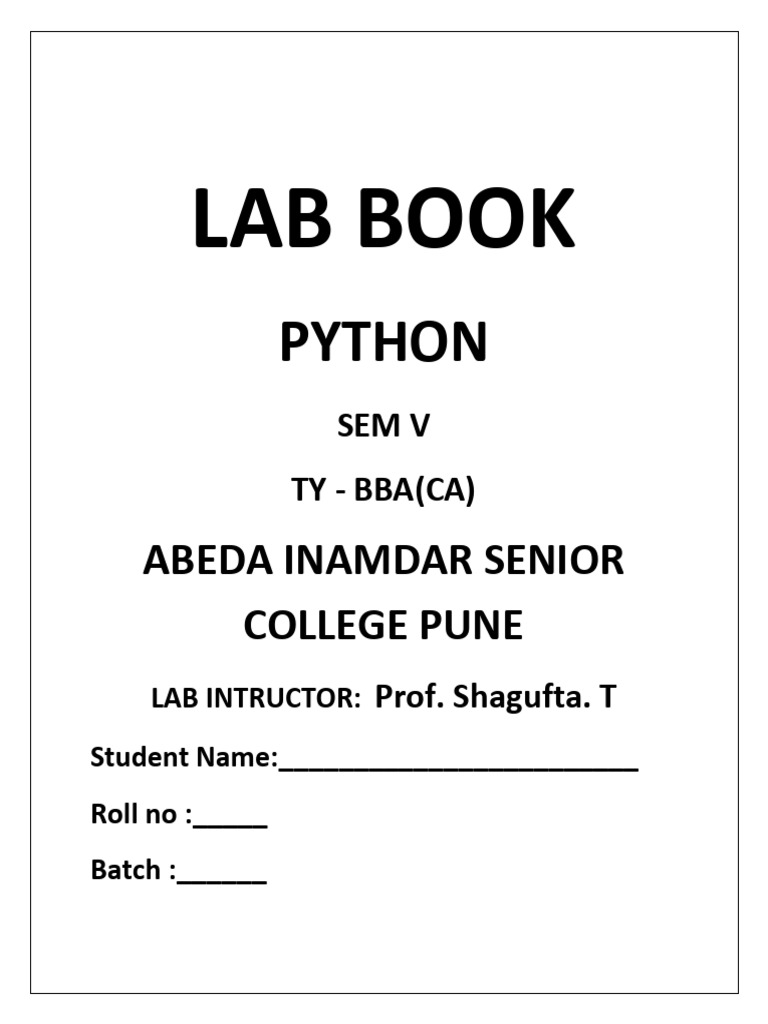 Lab Book Pdf Class Computer Programming Python Programming Language 1189