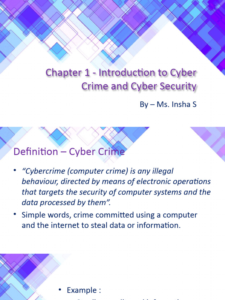 Chap1 - Introduction To Cybercrime and CyberSecurity | PDF | Security ...