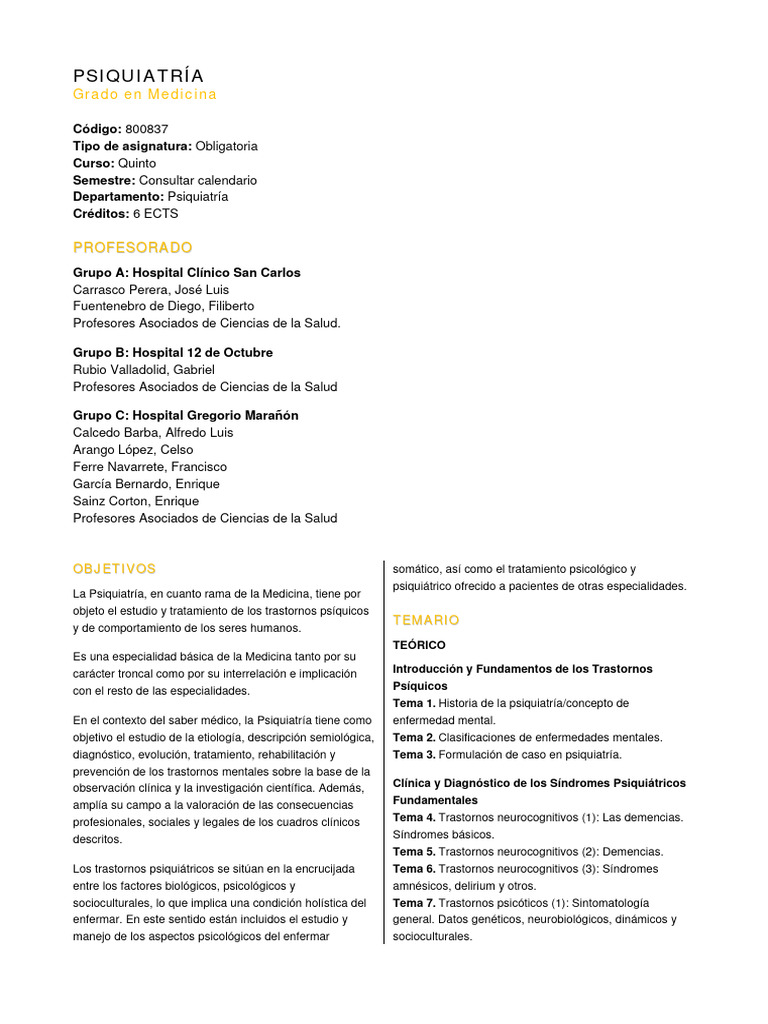 494-2013-10-30-Psiquiatría 5º | PDF | Trastorno mental | Psiquiatría