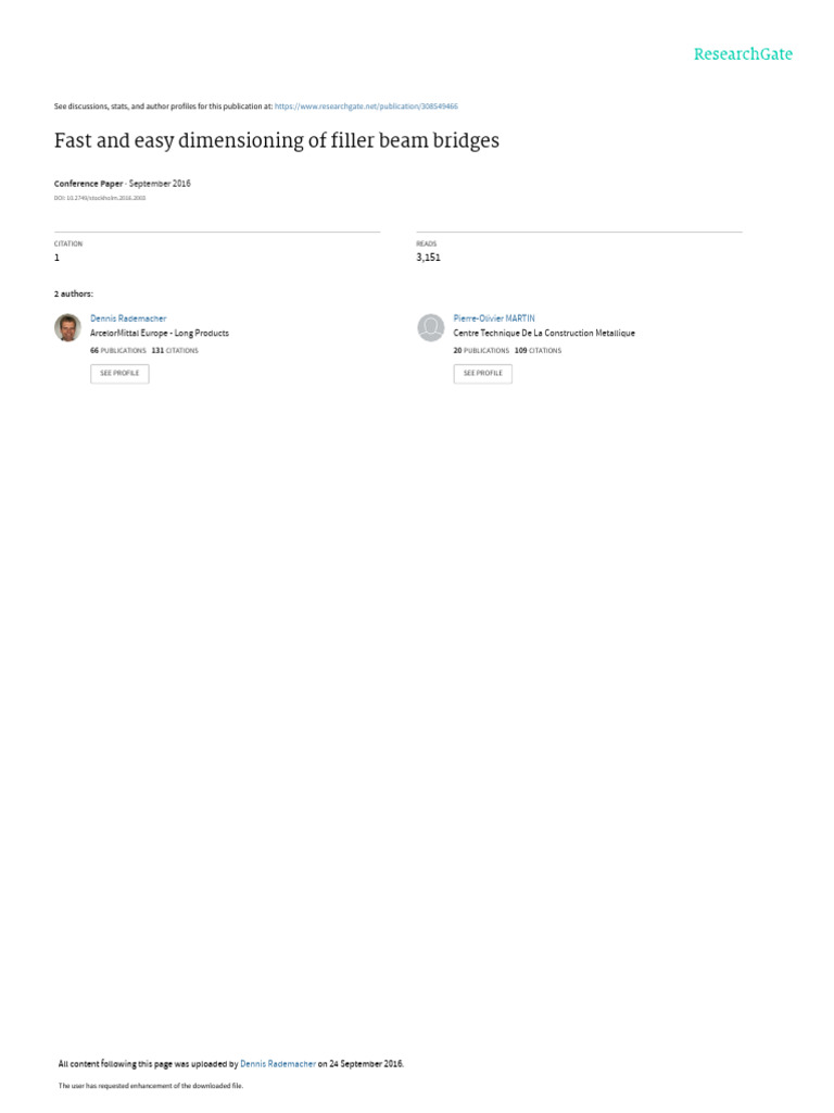 Fast and Easy Dimensioning of Filler Beam Bridges: September 2016 | PDF ...