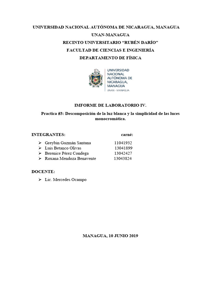 Laboratorio IV.. Descomposicion de La Luz Blanca | PDF | Ligero | Color