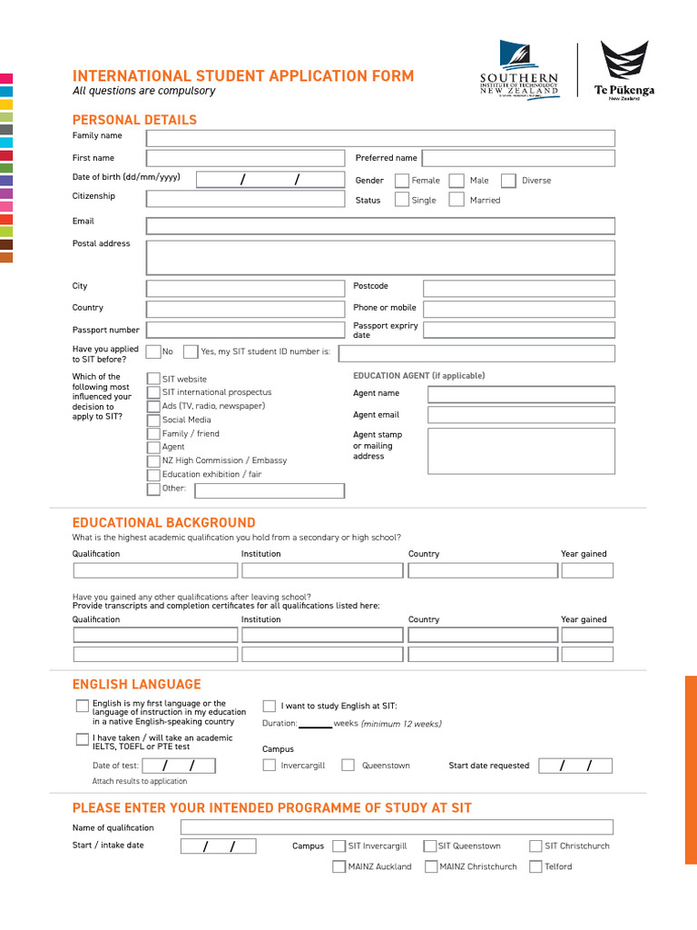 International Student Form | PDF | Insurance | International English ...