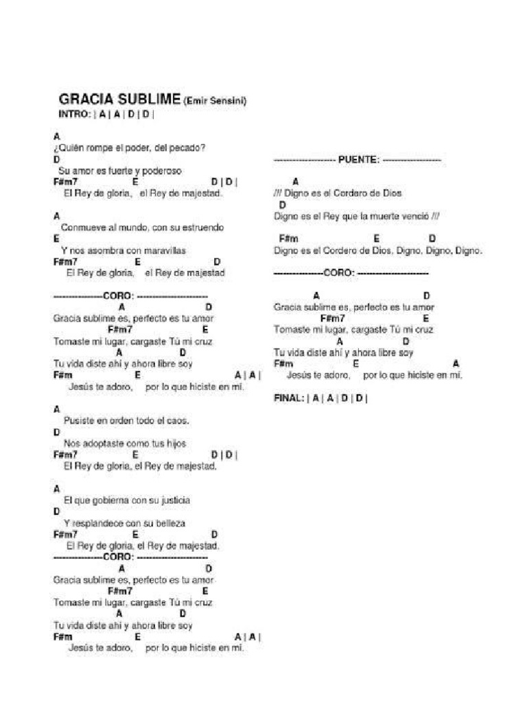 Acordes Gracia Sublime | PDF