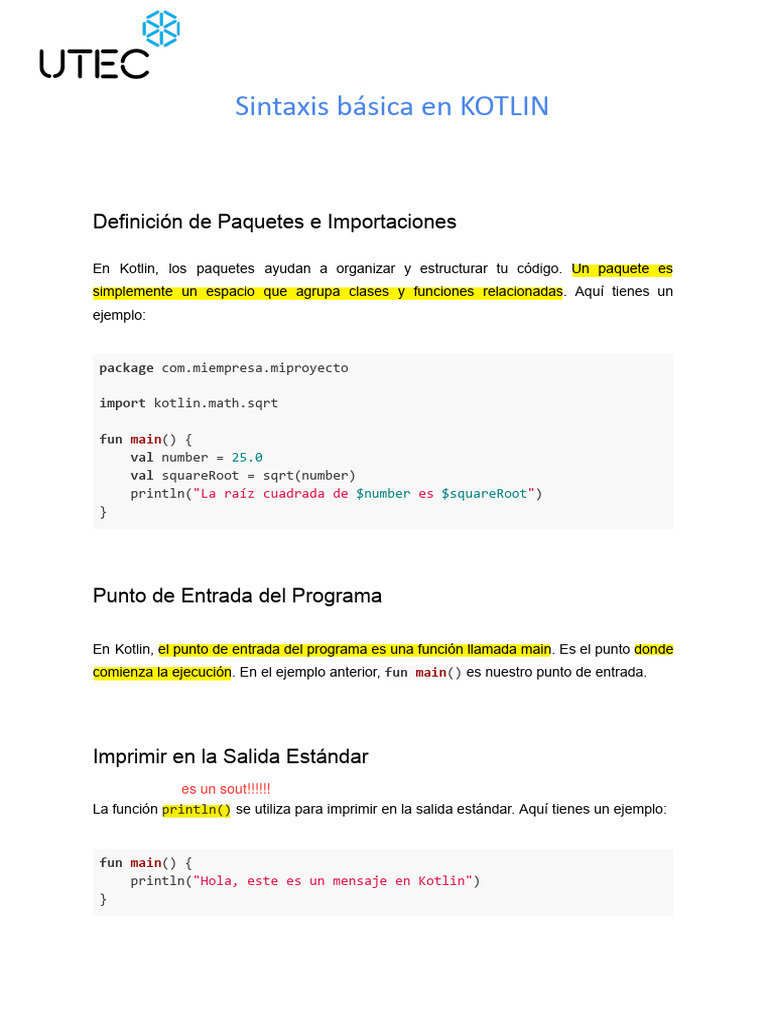 Sintaxis Básica de Kotlin: Guía SEO | PDF | Flujo de control | Paradigmas de programación