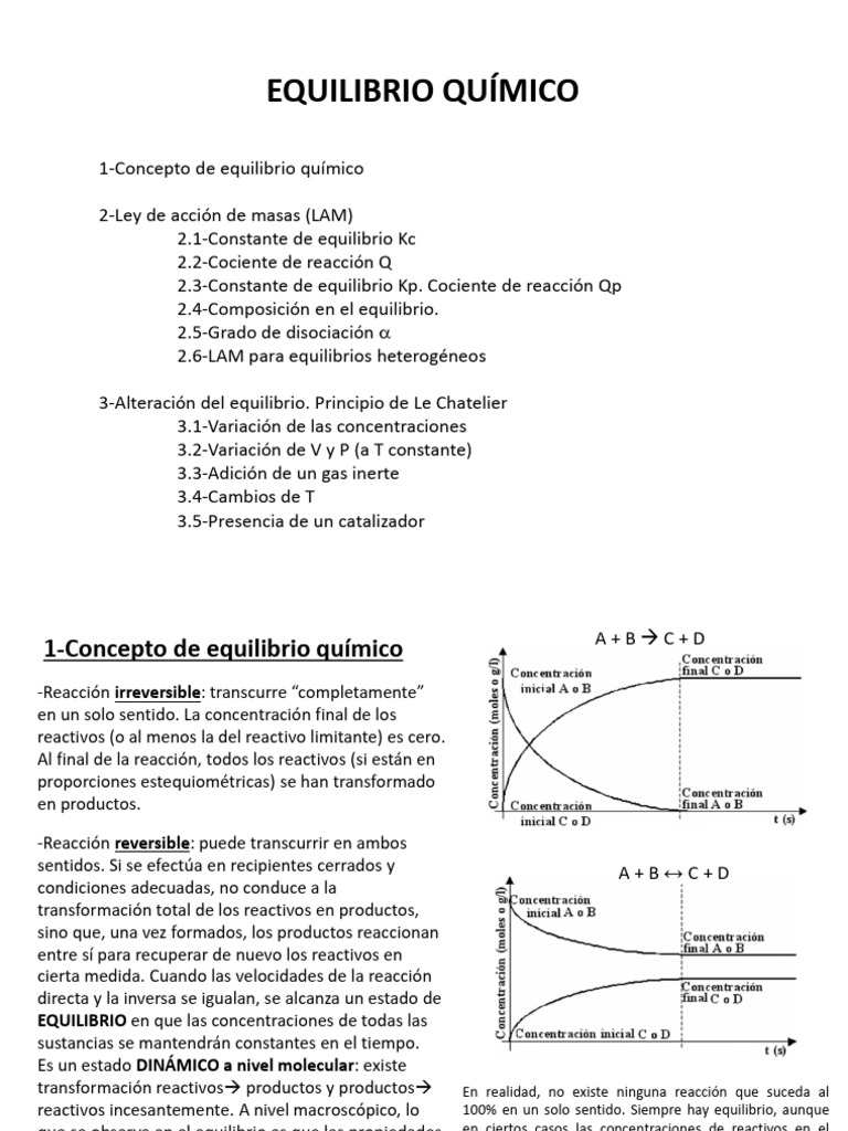 Presentacion Equilibrio | PDF | Equilibrio químico | Reacciones químicas