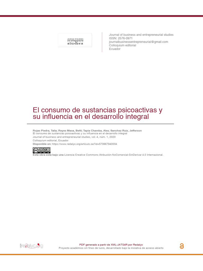 El Consumo de Sustancias Psicoactivas y Su Influencia en El Desarrolo Integral | PDF | La ...