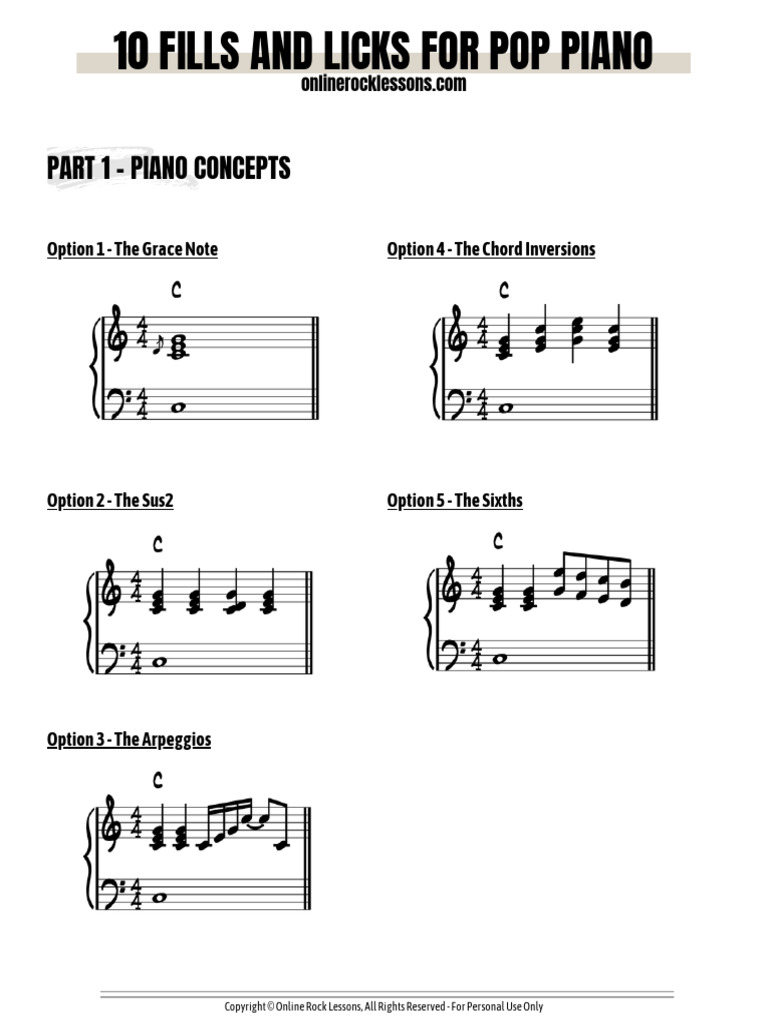 10 Beautiful Pop Piano Licks Fills | PDF | Piano | Elements Of Music