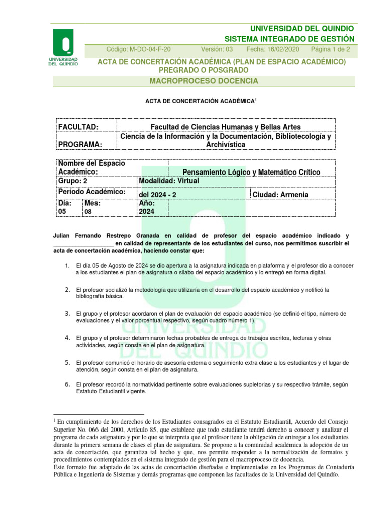 ACTA CONCERTACION Grupo 2 Mat | PDF | Evaluación | Maestros