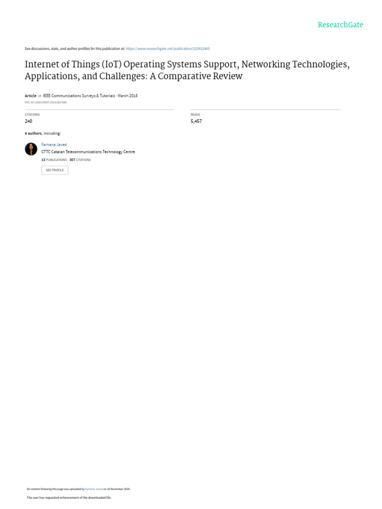 Iot Review | PDF | Kernel (Operating System) | Internet Of Things