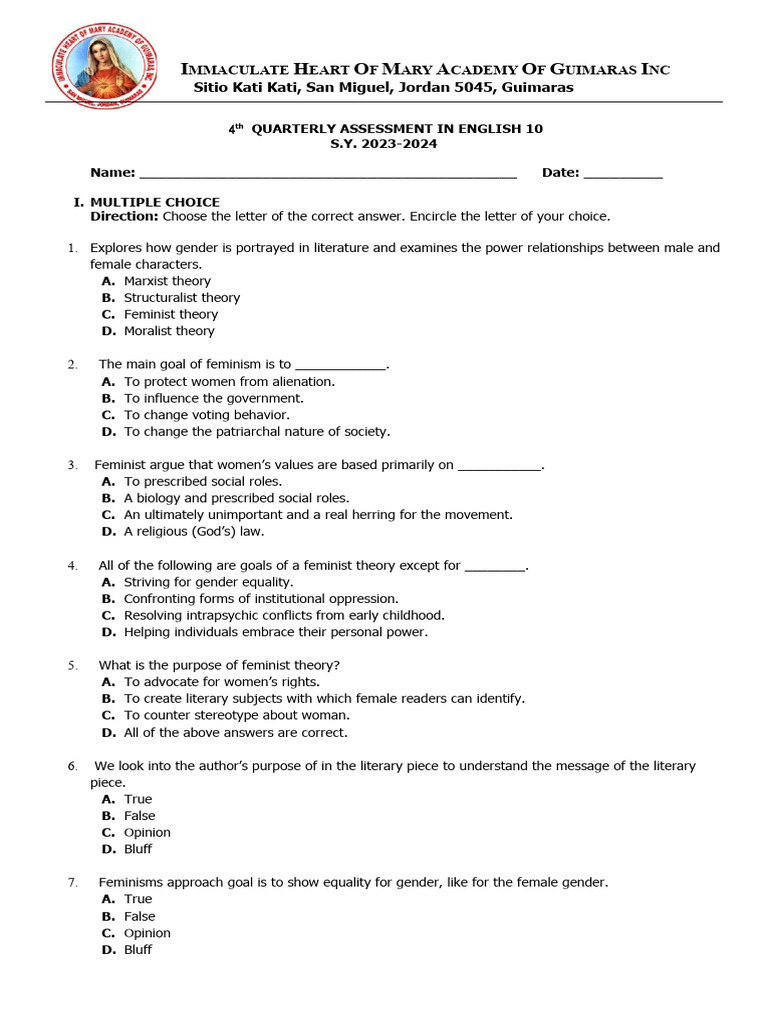 GRADE 10-Fourth Quarter | PDF | Feminism | Gender Studies