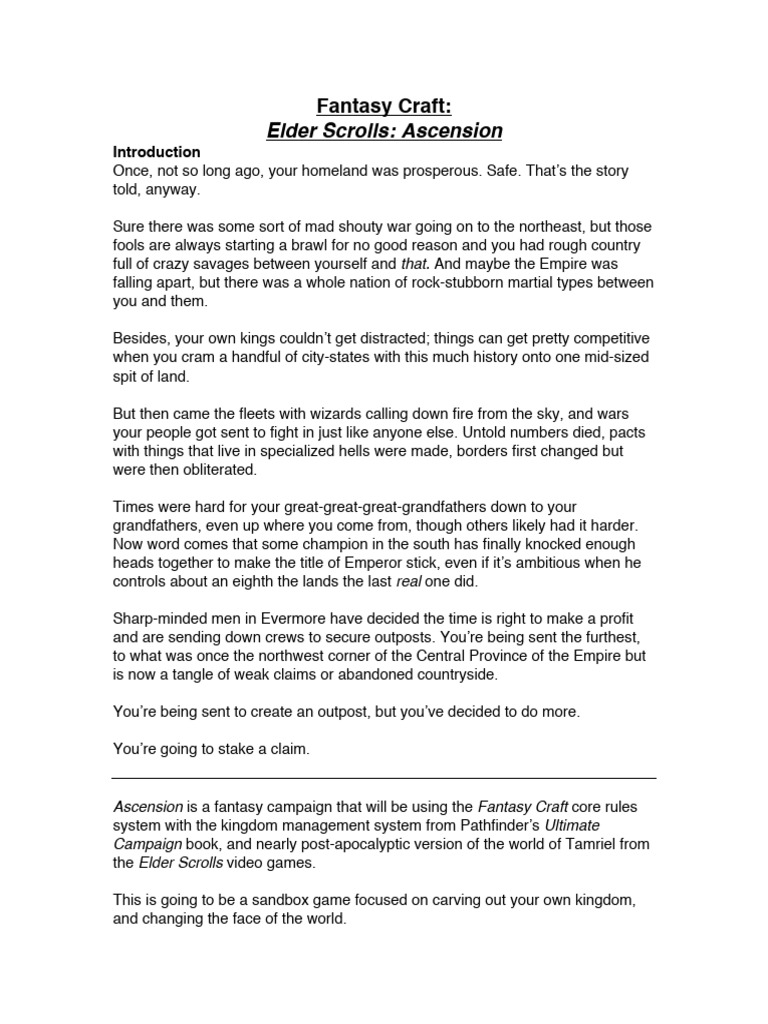 Fantasy Craft - Elder Scrolls Character Creation | PDF | History