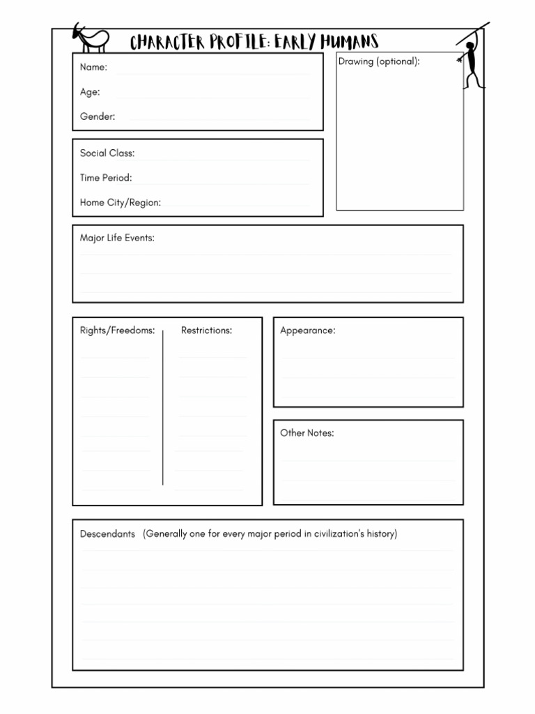 Social Studies Character Profile - Early Humans | PDF
