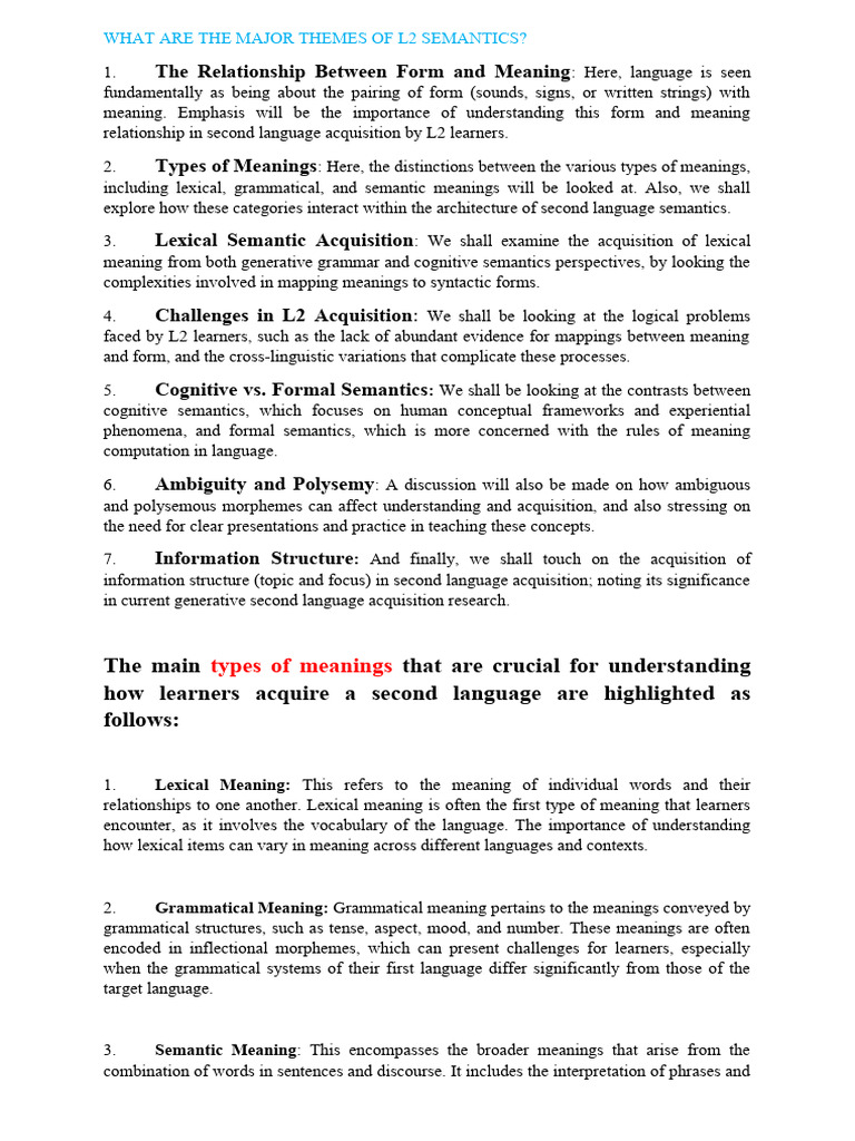 L2 Semantics | PDF | Semantics | Second Language