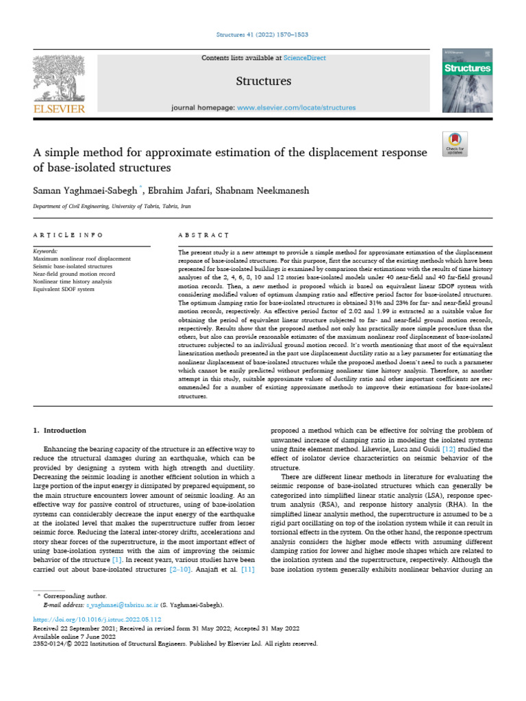 1 A Simple Method For Approximate Estimation of The Displacement ...
