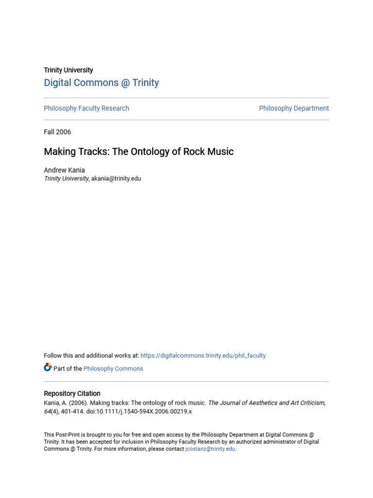 Making Tracks - The Ontology of Rock Music | PDF | Electronic Music ...