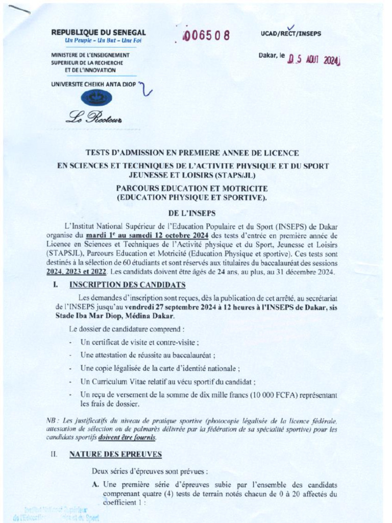 Tests D'entree Lem-Eps Inseps 2024 | PDF