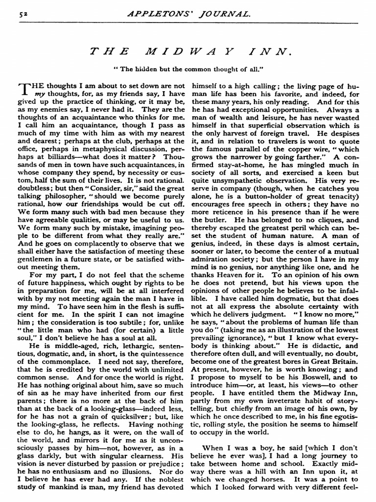 Appleton's Journal 1879-07 The Midway Inn | PDF | Poetry