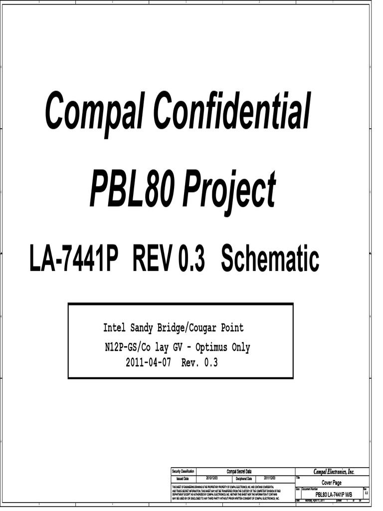 Asus K93SV X93SV PBL80 LA-7441P Rev0.3 Schematic | PDF | Usb | Computer ...