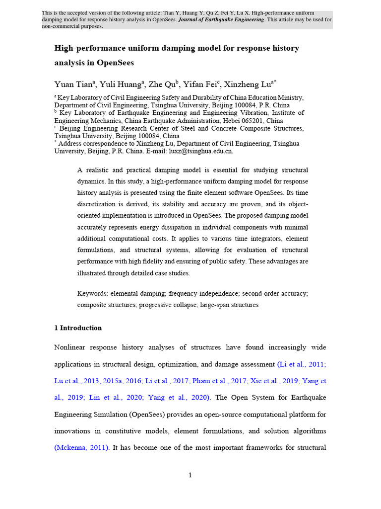 2022 Damping in Opensees | PDF | Damping | Mathematics