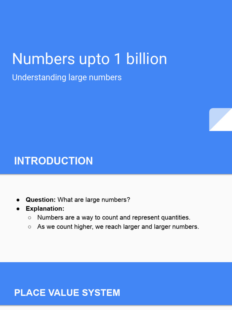 Numbers Upto 1 Billion | PDF | Teaching Methods & Materials