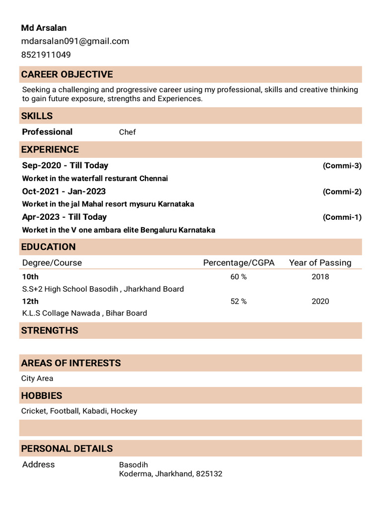 Resume MD Arsalan Format6 | PDF