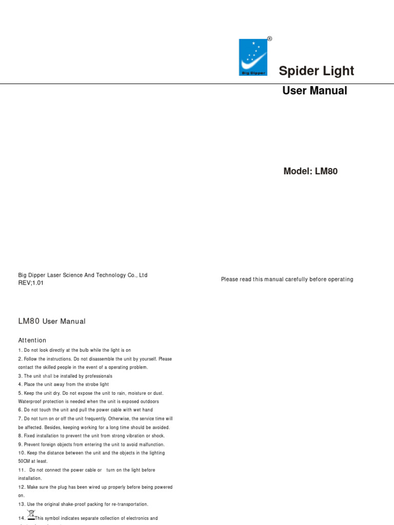 Big Dipper LM80 LED Spider User Manual | PDF | Electrical Connector ...