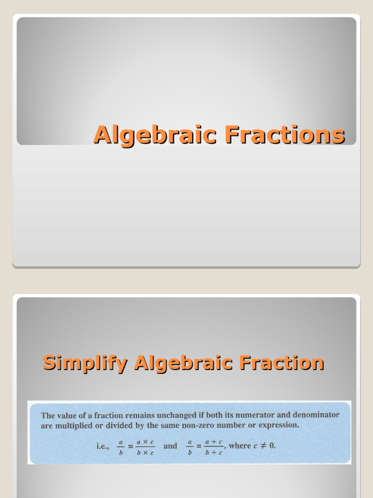 Simplifying Algebraic Fractions Guide | PDF | Equations | Algebra