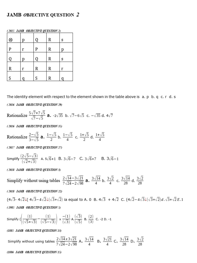 Jamb Objective Question 2 | PDF