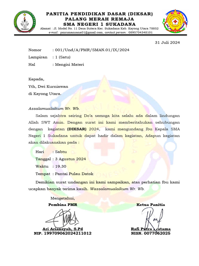 Surat Undangan PMR DWII | PDF