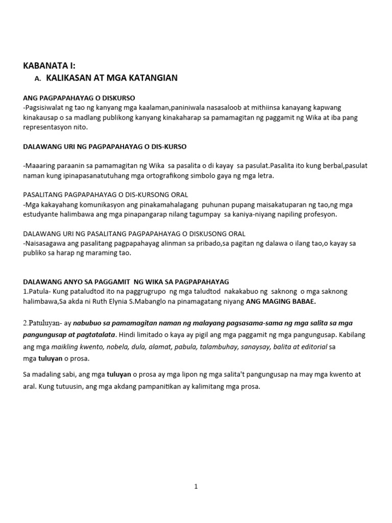 Masining Na Pagpapahayag Midterm | PDF