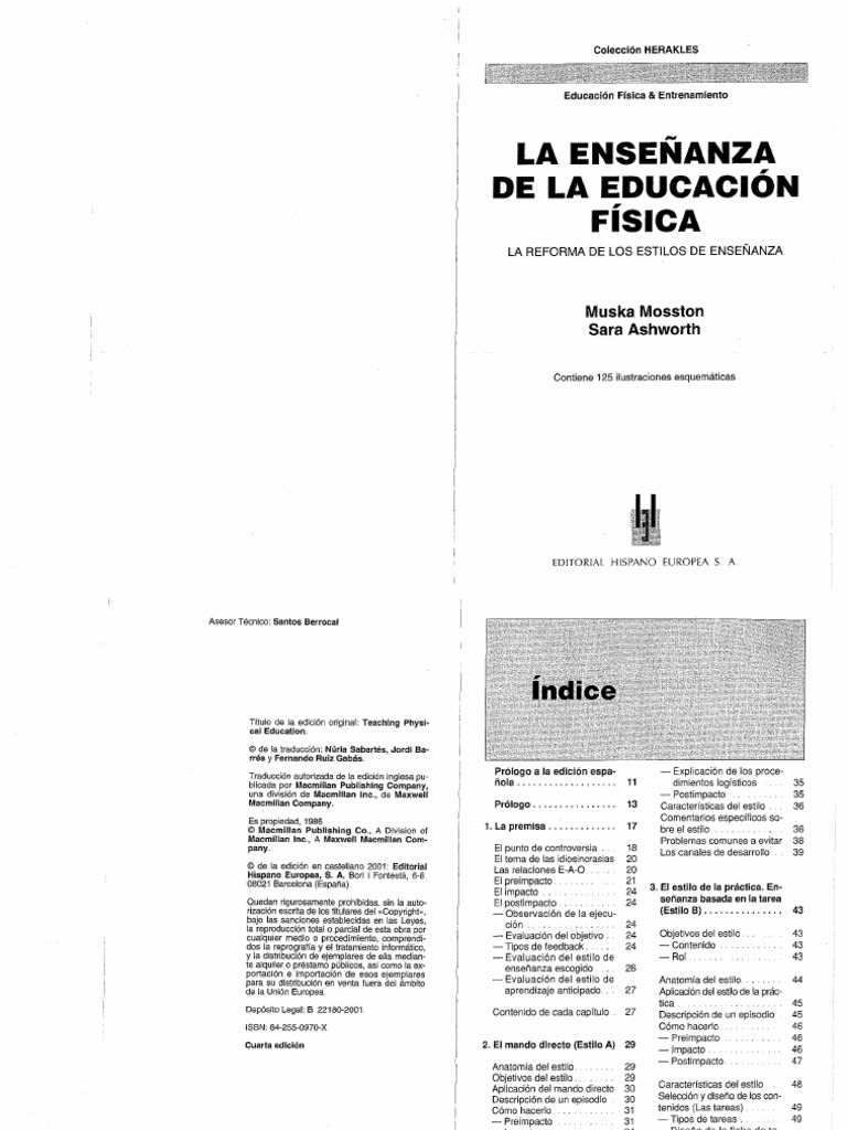 La Enseñanza en La Educación Física. MUSKA MOSSTON Y SARA ASHWORTH. | PDF