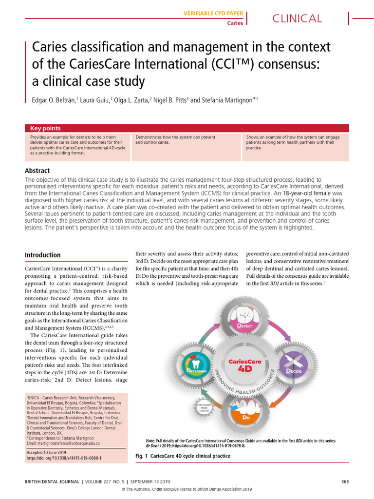 Caries Classifcation and Management in The Context of The CariesCare ...