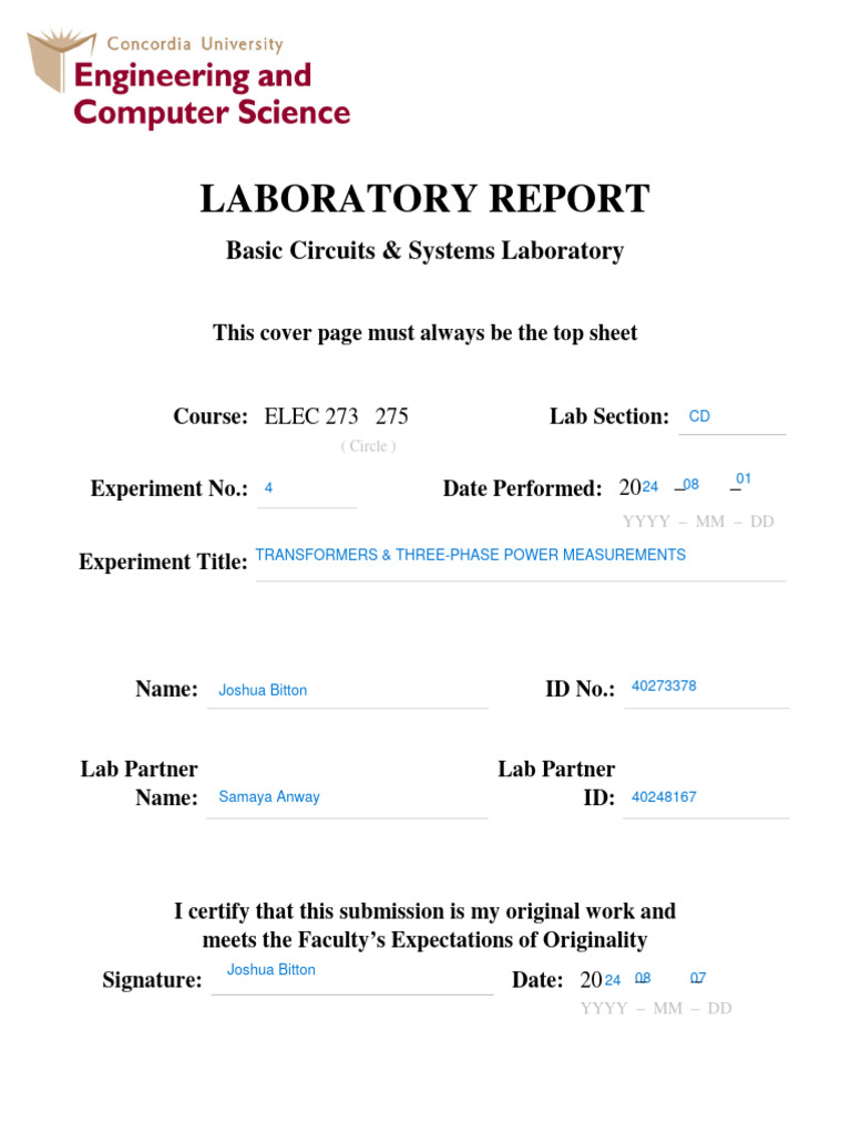 Transformers & Three-Phase Power Lab | PDF
