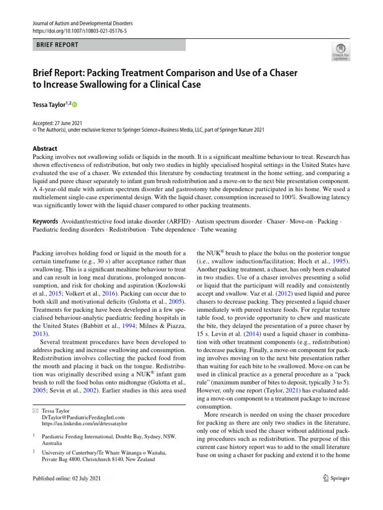 Brief Report Packing Treatment Comparison and Use of A Chaser | PDF