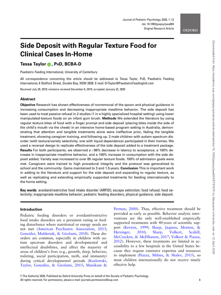Side Deposit With Regular Texture Food For | PDF | Caregiver | Foods