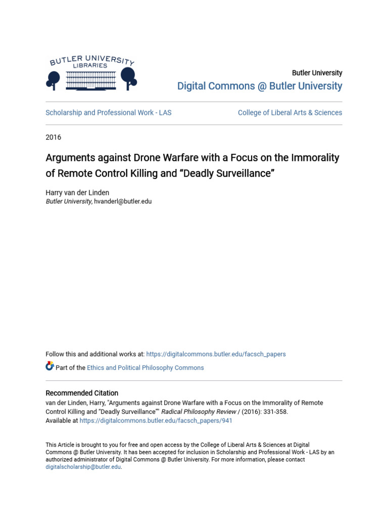 Arguments Against Drone Warfare With A Focus On The Immorality of | PDF ...