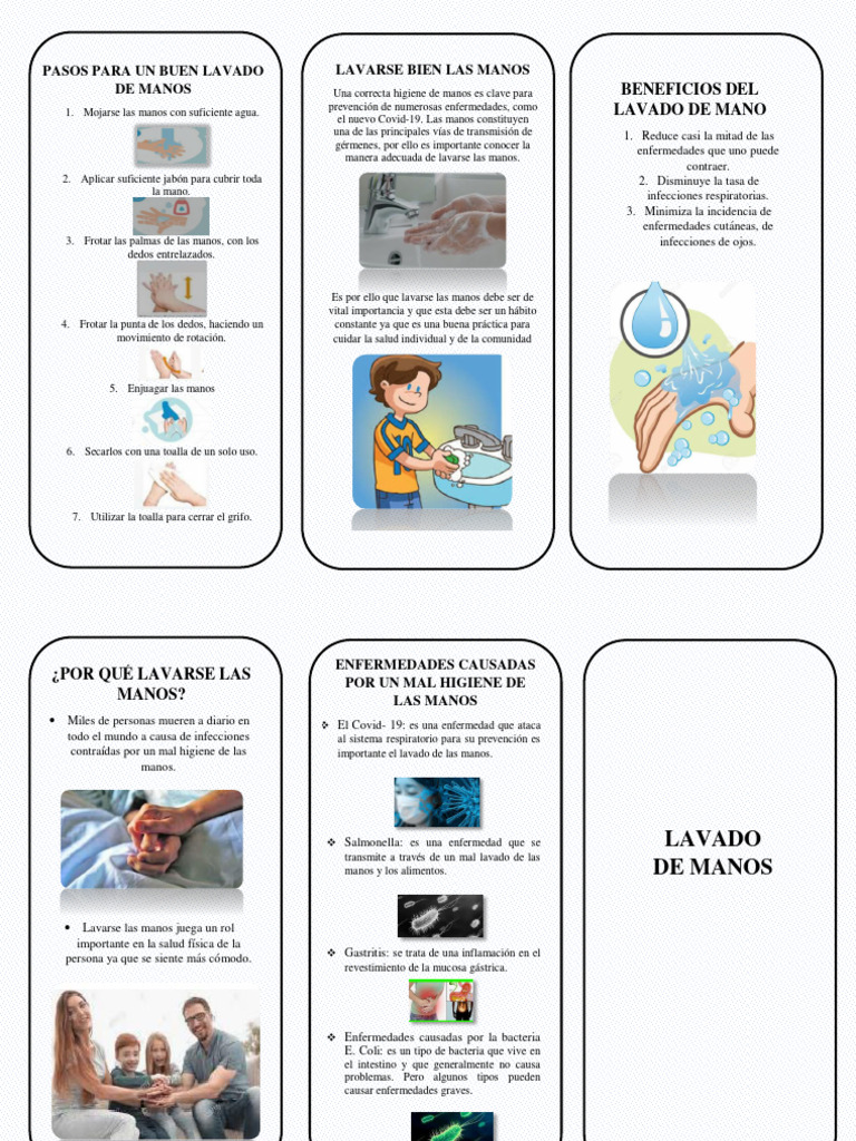 Triptico Del Lavado de Manos 3 | PDF | Lavado de manos | Higiene