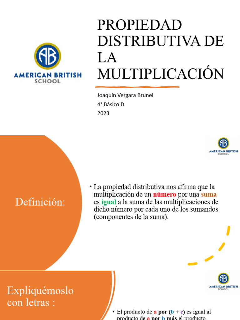 Propiedad Distributiva de La Multiplicación - Joaquin Vergara B. | PDF
