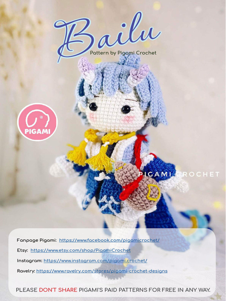 Bailu Crochet Doll Pattern by Pigami | PDF | Crochet | Crafts
