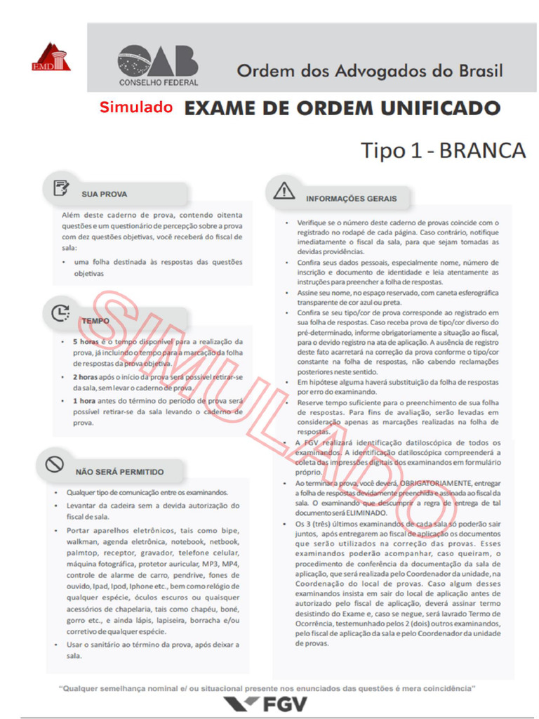 Simulado 03 - Caderno de Prova | PDF | Advogado | Taxa de crédito