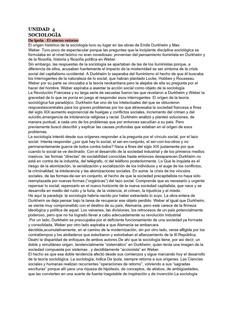 Sociologia Unidad 4 | PDF | Sociología | Emile Durkheim