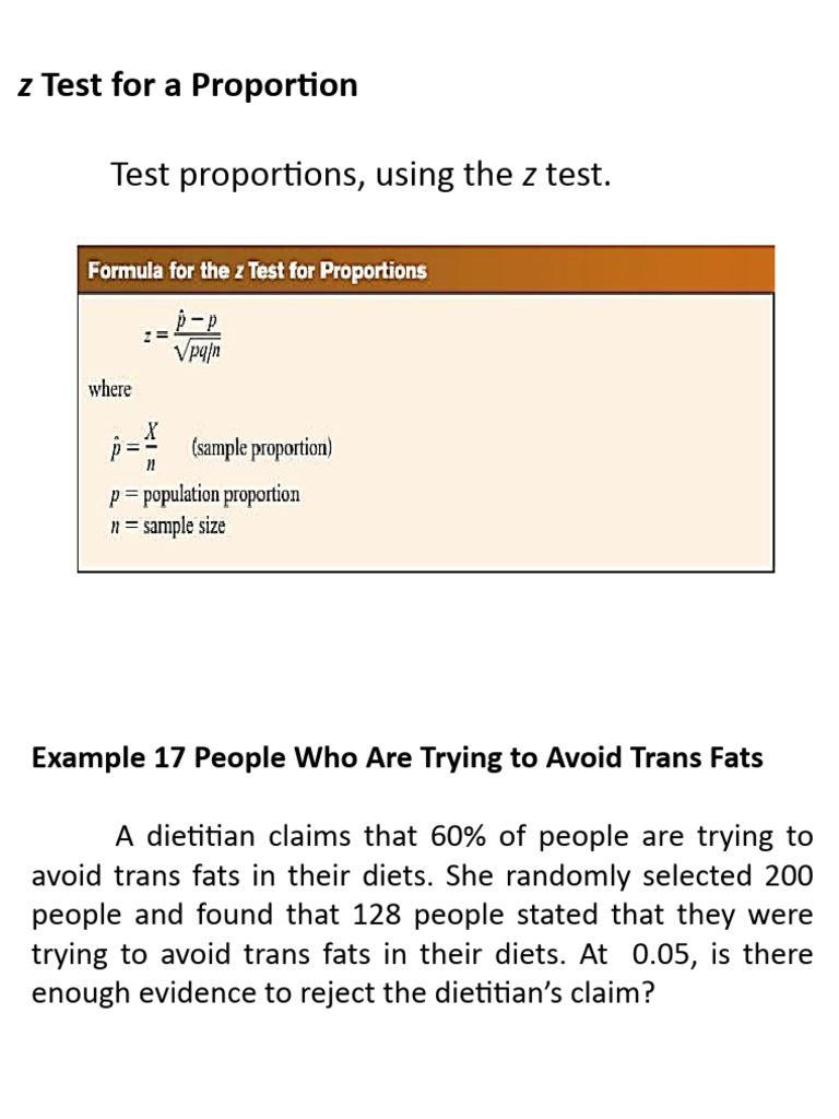 XVII. Z Test For Proportion | PDF | Statistics | Statistical Hypothesis ...