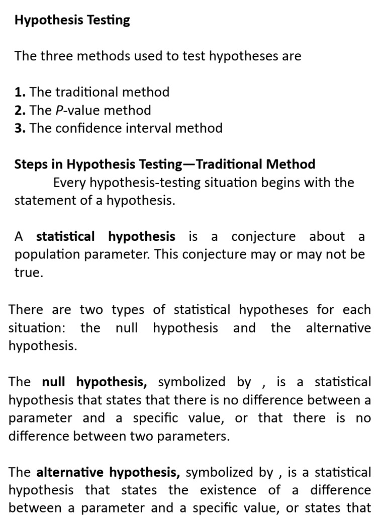XIV. Hypothesis Testing | PDF | Type I And Type Ii Errors | Statistical ...