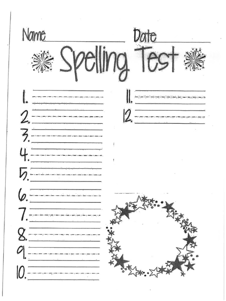 Spelling Test Format | PDF