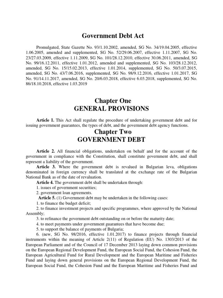 Government_Debt_Act 2019 | PDF | Guarantee | Debt