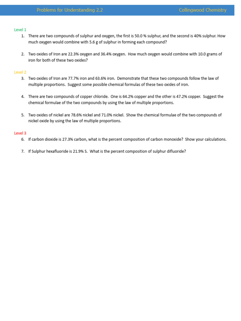 2.2 Problems - Multiple Proportions | PDF | Science & Mathematics